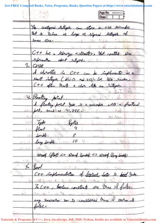 C++ notes tutorials duniya | PDF