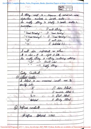 C++ notes tutorials duniya | PDF