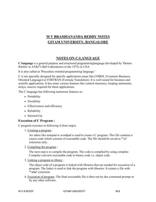 C LANGUAGE NOTES | PDF