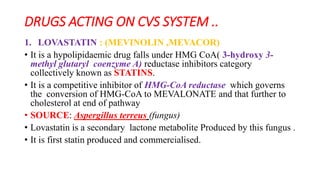 drugs acting cvs system | PPTX