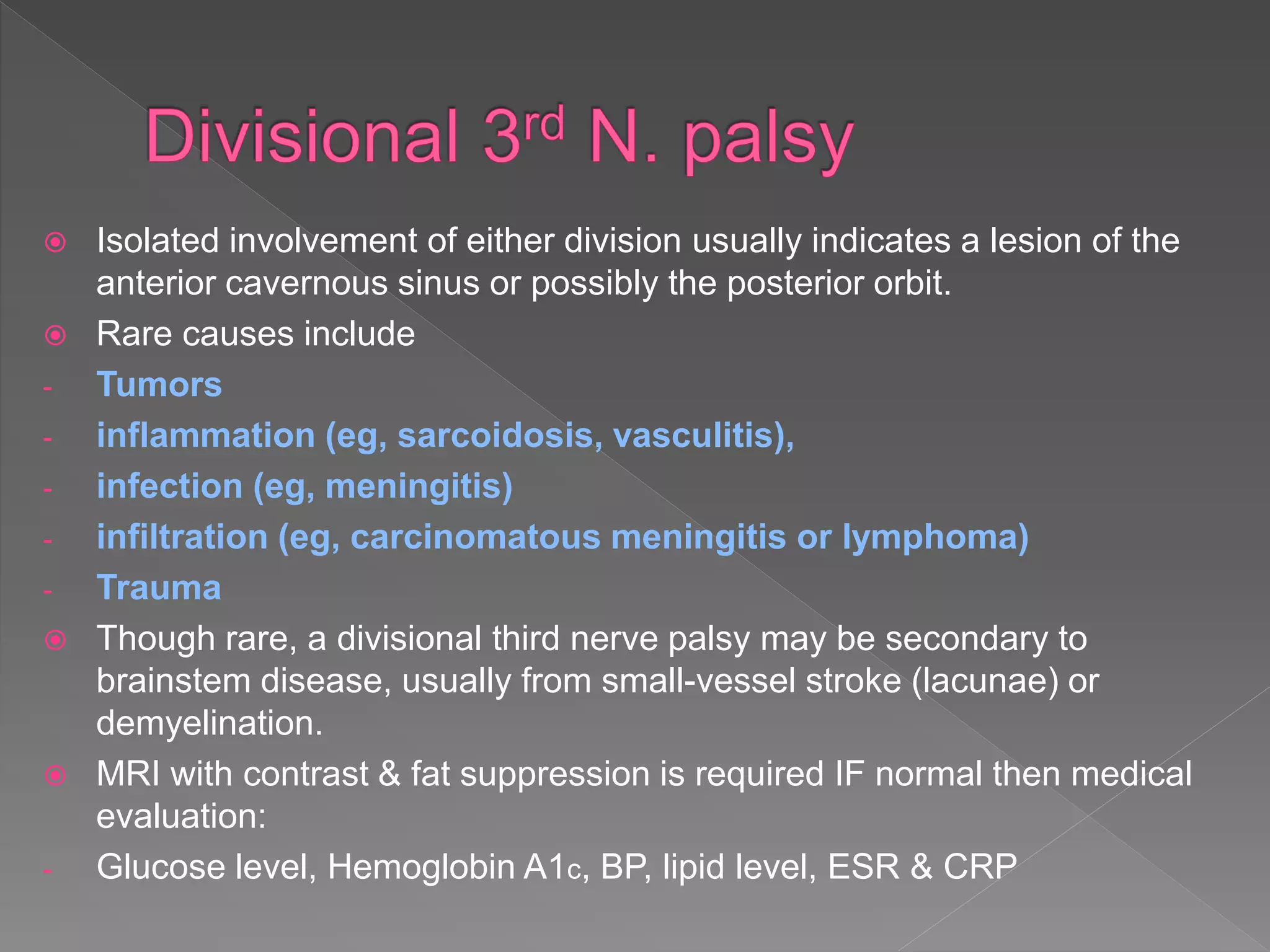 3rd, 4th, & 6th cranial nerve palsy | PPTX