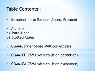 Random Access Protocols presentation 4th Sem | PPTX