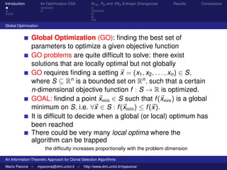 An Information-Theoretic Approach for Clonal Selection Algorithms | PPT