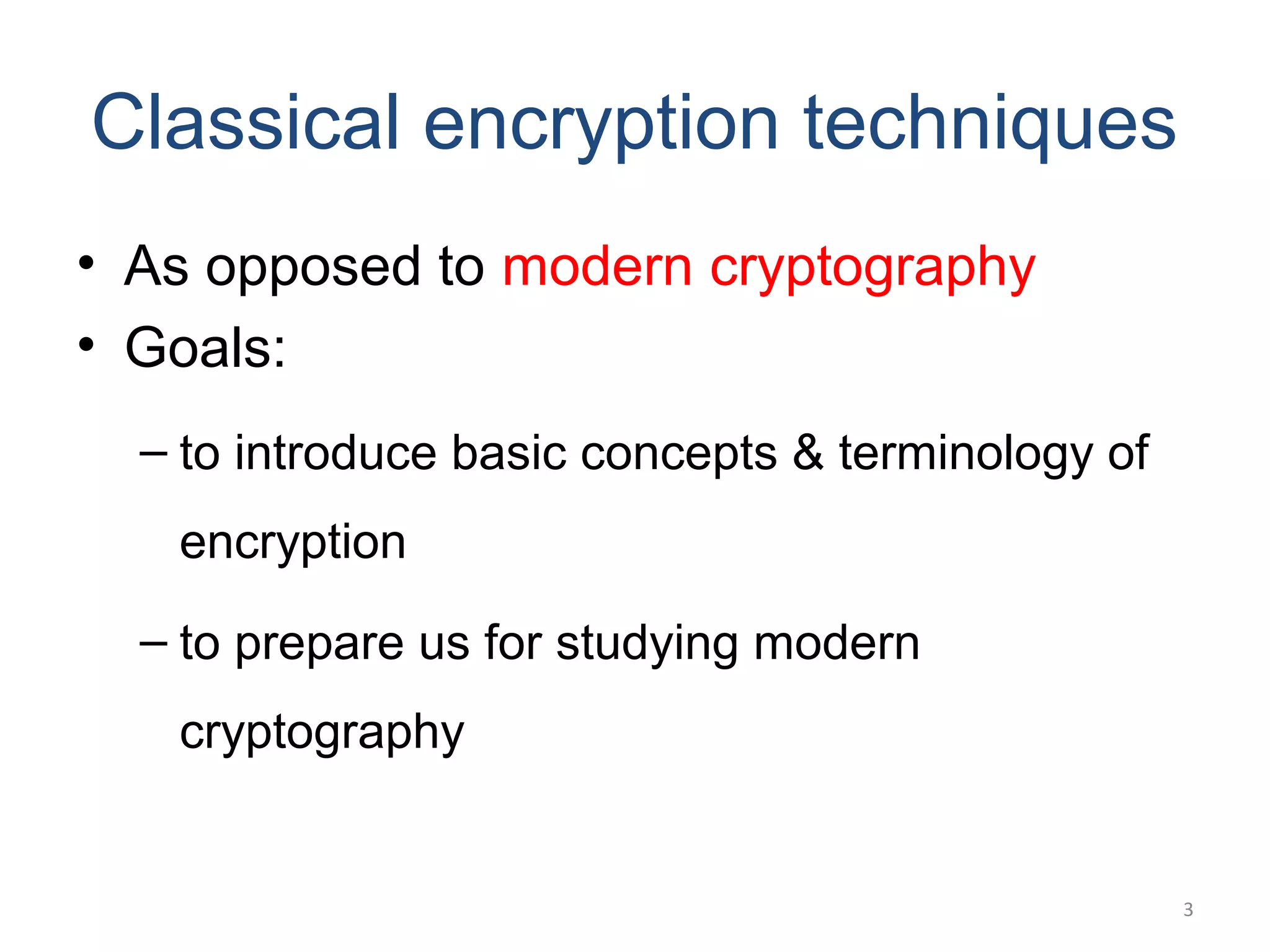 Cns 13f-lec03- Classical Encryption Techniques | PPT