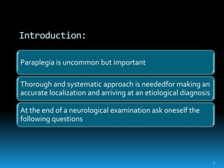 Clinical Approach to Paraplegia | PPTX