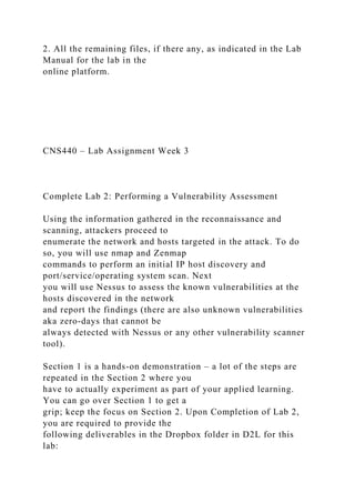 CNS440 – Lab Assignment Week 2 Complete Lab 1 Perfo.docx