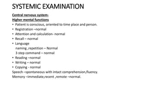 CNS case presentation for medicine postgraduates | PPTX