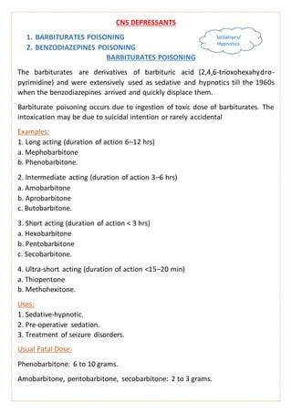 CNS depressants poisoning | PDF