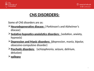 CNS disorders and drugs pharmacognosy .. | PPTX