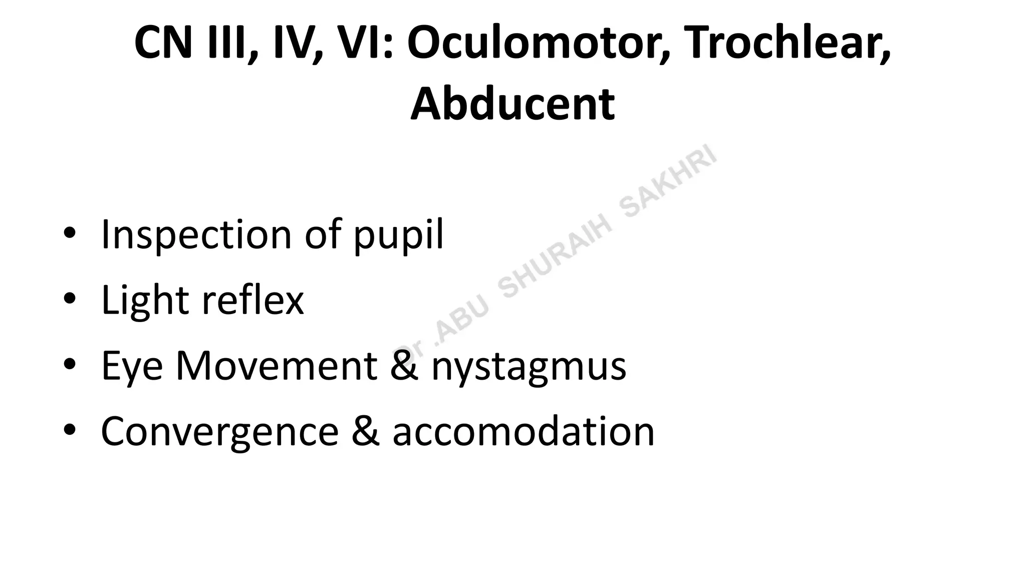 EXAMINATION OF THE CENTRAL NERVOUS SYSTEM | PPT