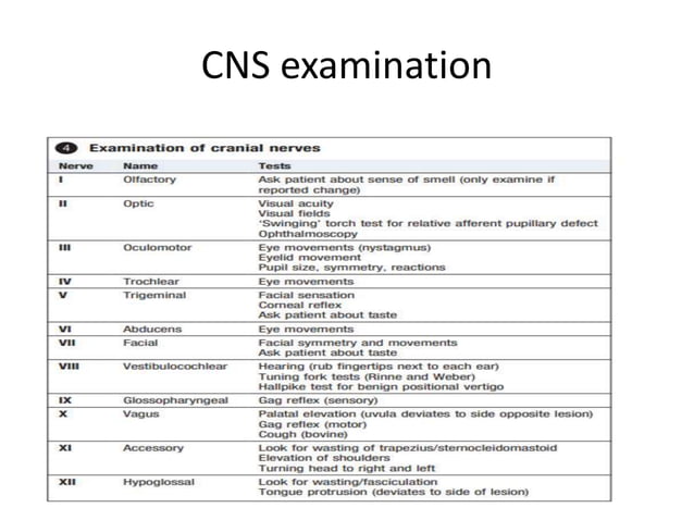 CNS EXAMINATION part 1 SGB.pptx | Brain and Nervous System Disorders ...
