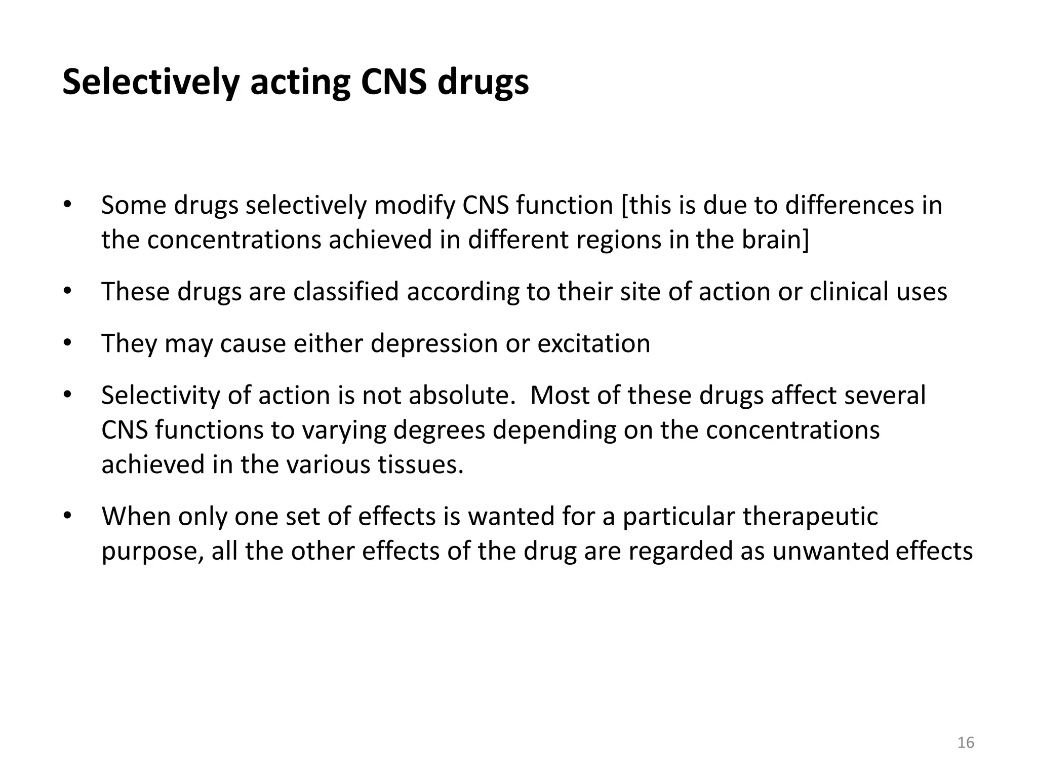 CNS PHARMACOLOGY INTRODUCTION - NEUROTRANSMITTERS & MECHANISMS OF DRUG ...