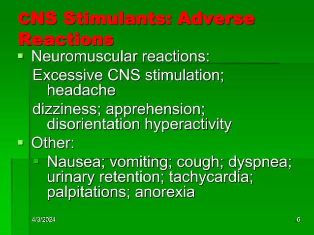 Central Nervous System Stimulants presentation | PPT