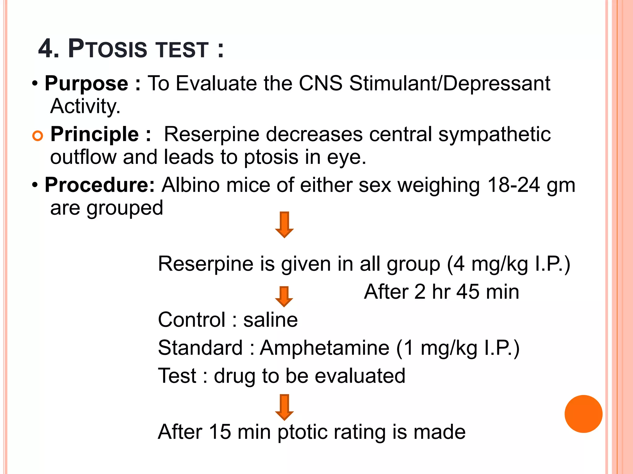 Cns stimulants and depressants screening models | PPTX