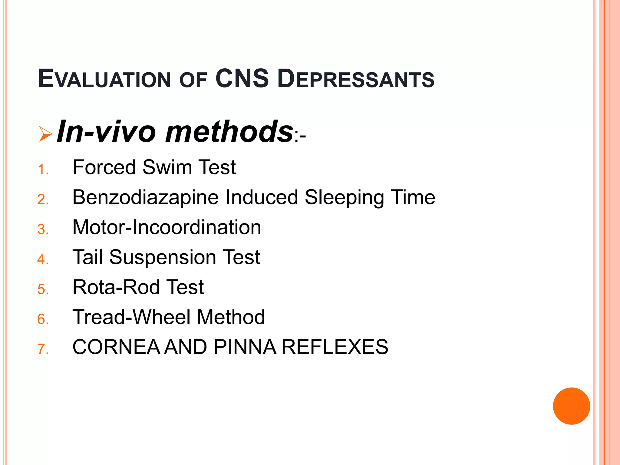 Cns stimulants and depressants screening models | PPTX