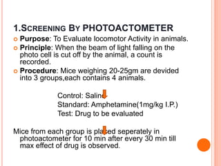 Cns stimulants and depressants screening models | PPTX