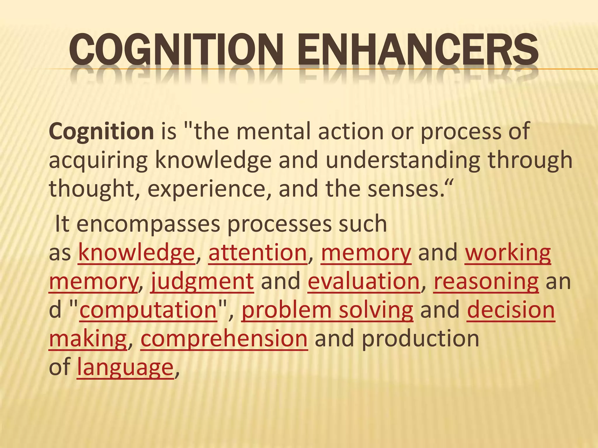 CNS stimulants & cognitive enhancers | PPTX
