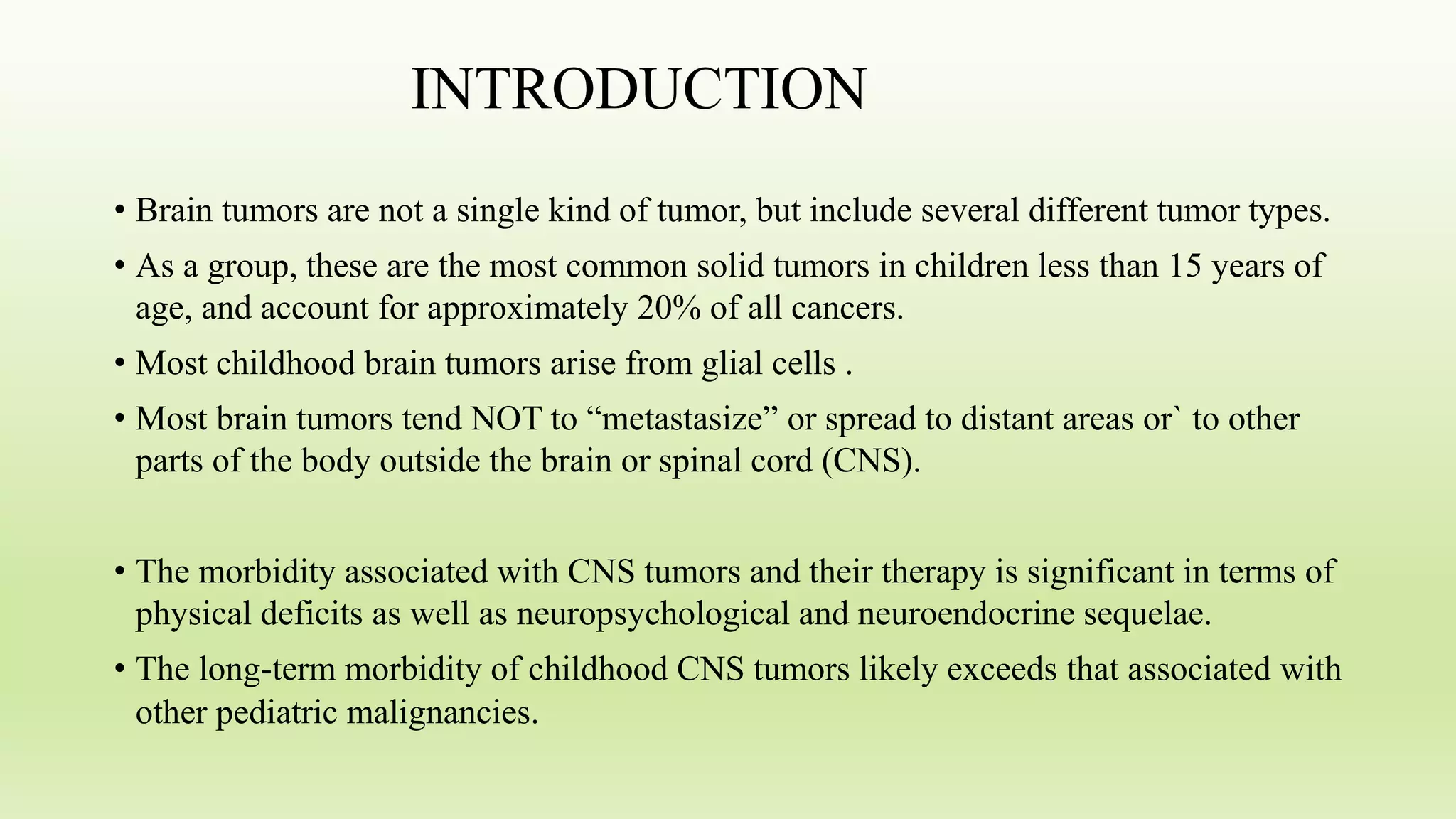 Brain tumor in children | PPTX