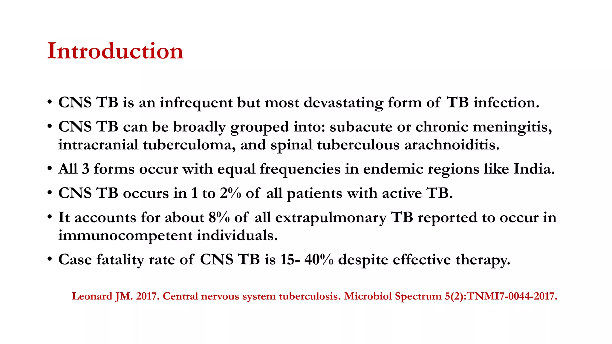 Tuberculosis of the Central Nervous system | PPTX