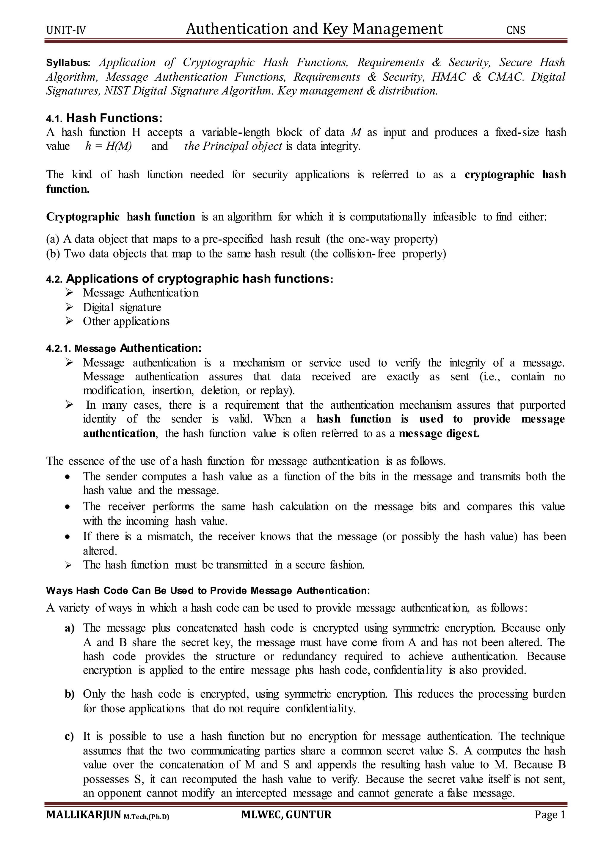 Cryptography and netwrk securityunit 4 | PDF