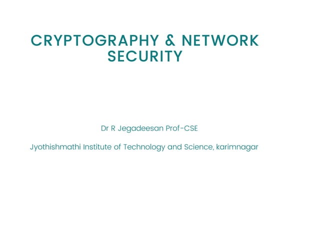 CRYPTOGRAPHY & NETWORK SECURITY | PDF
