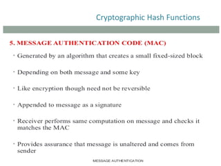 CRYPTOGRAPHY & NETWORK SECURITY- Cryptographic Hash Functions | PDF