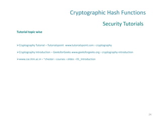 CRYPTOGRAPHY & NETWORK SECURITY- Cryptographic Hash Functions | PDF