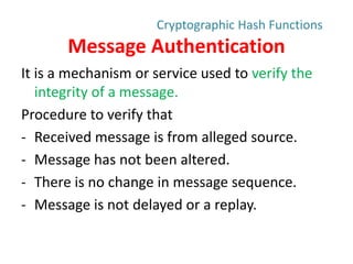 CRYPTOGRAPHY & NETWORK SECURITY- Cryptographic Hash Functions | PDF