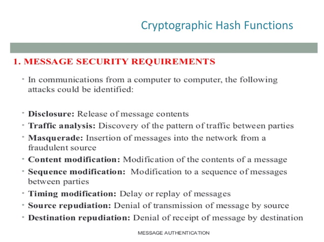 CRYPTOGRAPHY & NETWORK SECURITY- Cryptographic Hash Functions | PDF