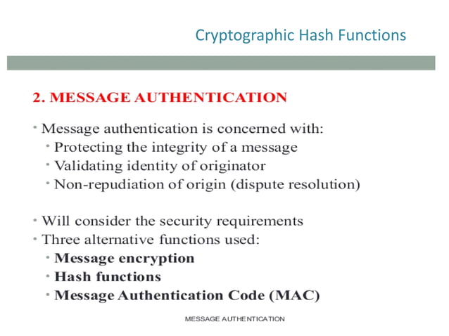 CRYPTOGRAPHY & NETWORK SECURITY- Cryptographic Hash Functions | PDF