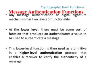 CRYPTOGRAPHY & NETWORK SECURITY- Cryptographic Hash Functions | PDF