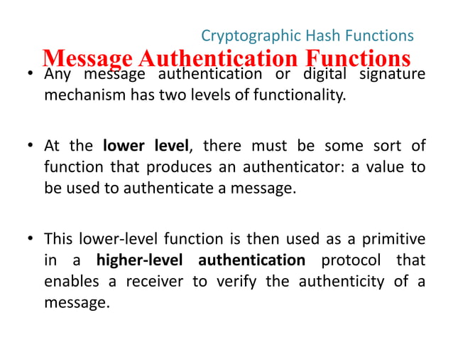 CRYPTOGRAPHY & NETWORK SECURITY- Cryptographic Hash Functions | PDF
