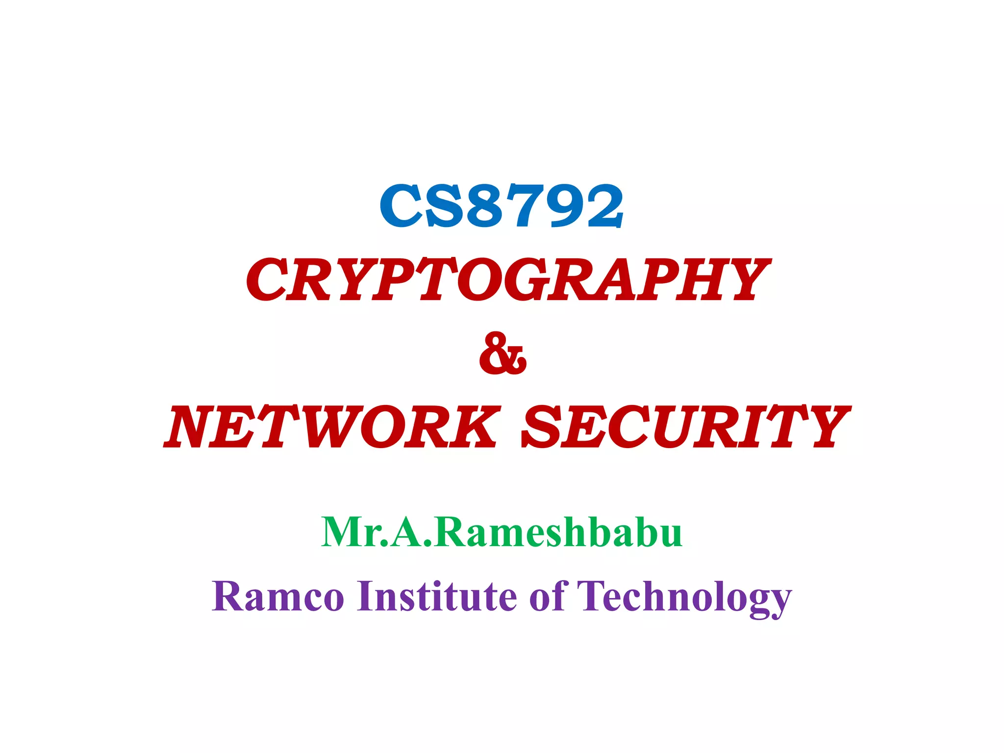Cryptography And Network Security Unit 1 Ppt