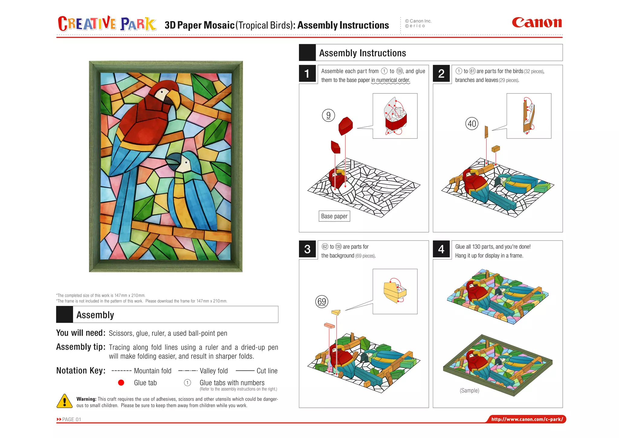 3D Tropical Brids Papercraft | PDF