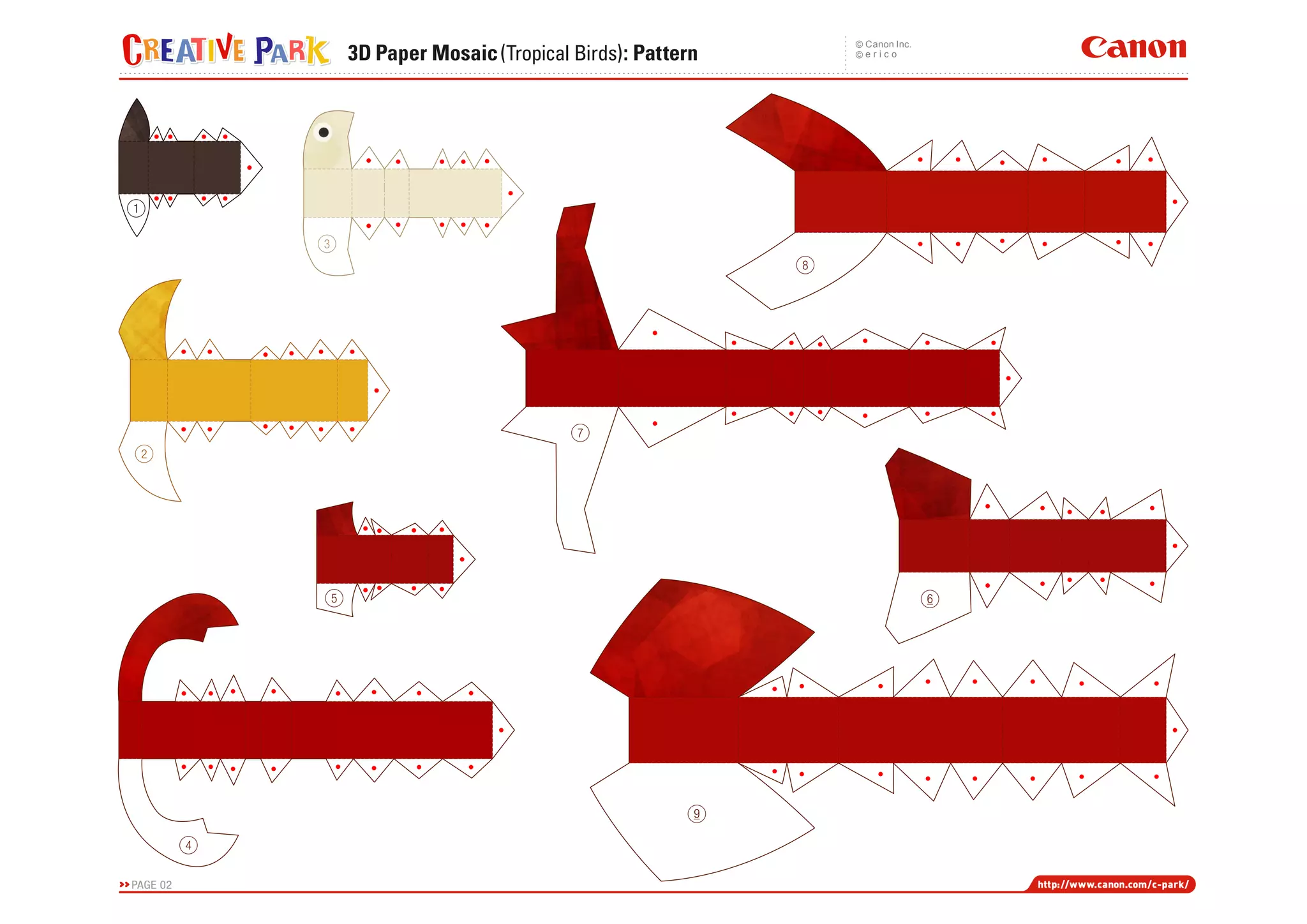 3D Tropical Brids Papercraft | PDF