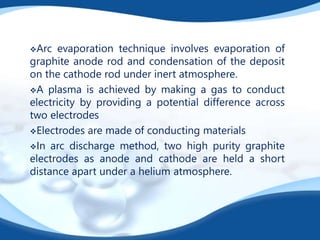 Synthesis of CNT by Arc discharge method | PPTX