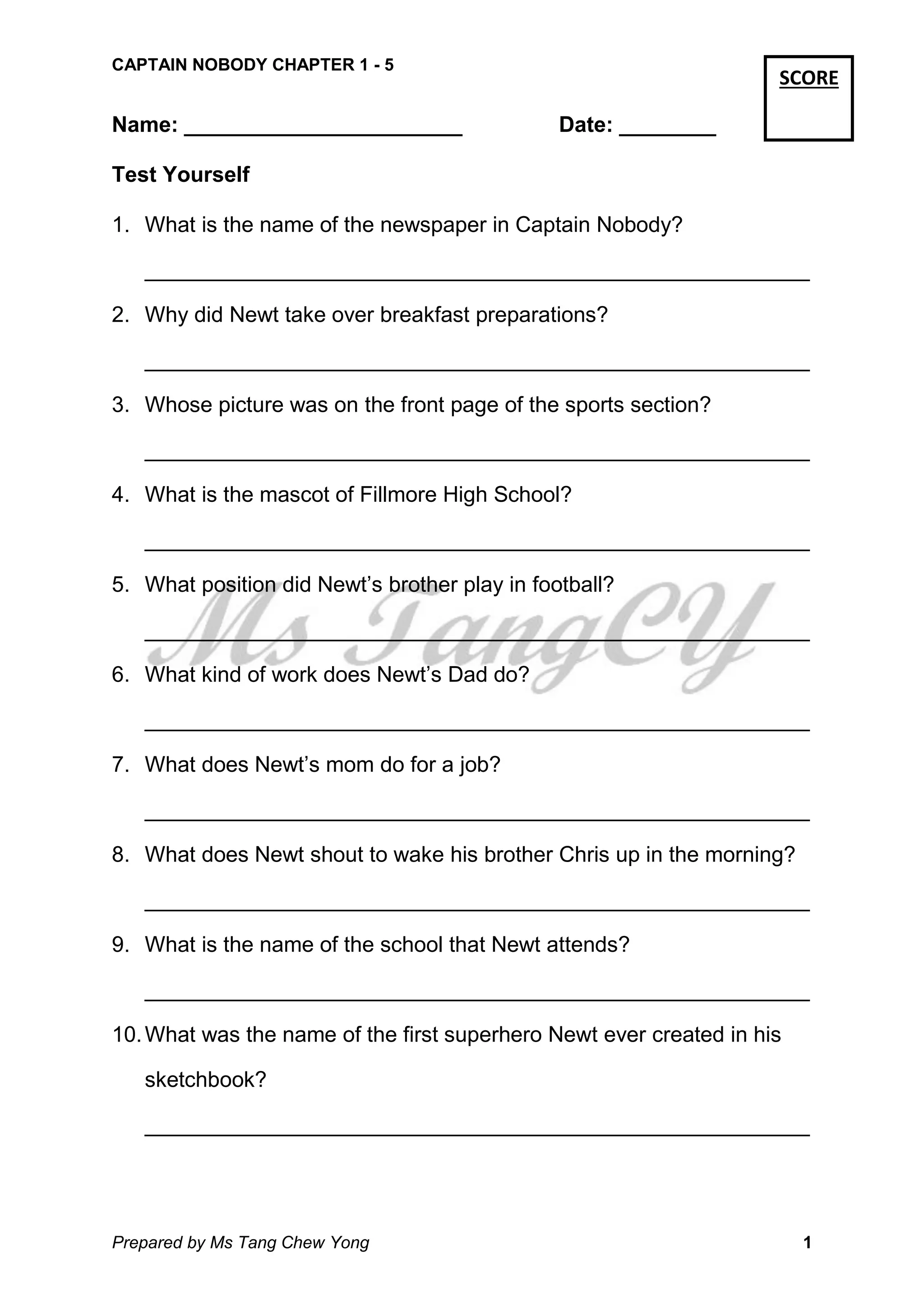 CN Chapter 1-5 Worksheet | PDF