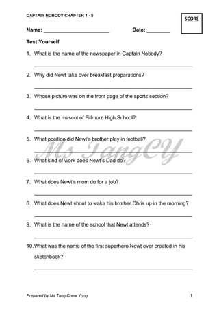 Chapter Summary Worksheet