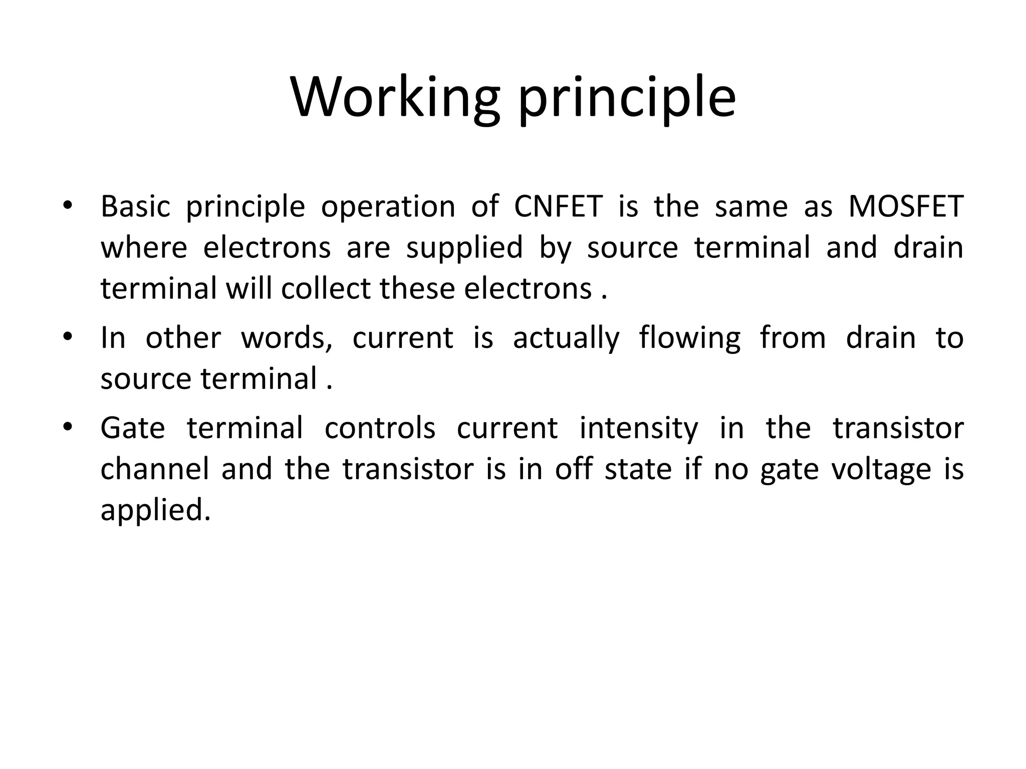 Carbon nanotube based Field Effect Transistor | PPTX