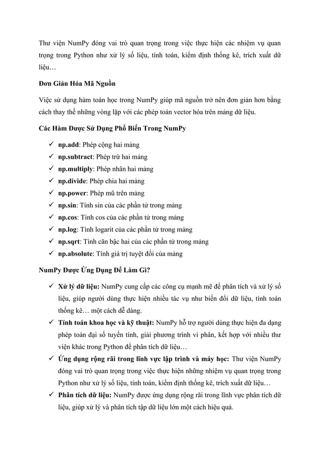 NumPy Là Gì? Tìm Hiểu Tổng Quan Về Thư Viện NumPy Trong Python | DOCX
