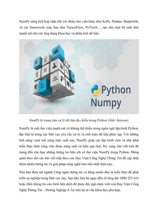 NumPy Là Gì? Tìm Hiểu Tổng Quan Về Thư Viện NumPy Trong Python | DOCX