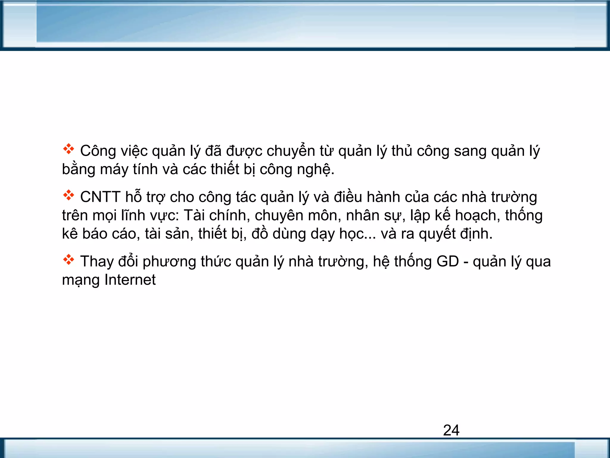 ứng dụng CNTT và truyền thông trong quản lý trường THCS | PPT