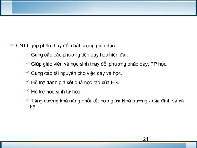 ứng dụng CNTT và truyền thông trong quản lý trường THCS | PPT