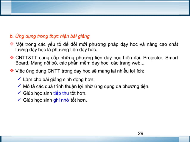 ứng dụng CNTT và truyền thông trong quản lý trường THCS | PPT