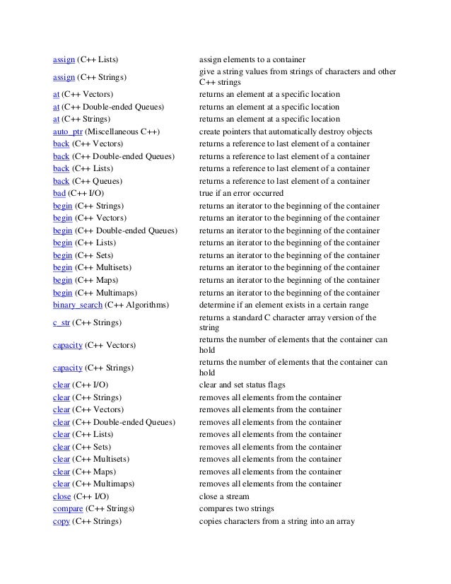[Cntt] all c++ functions