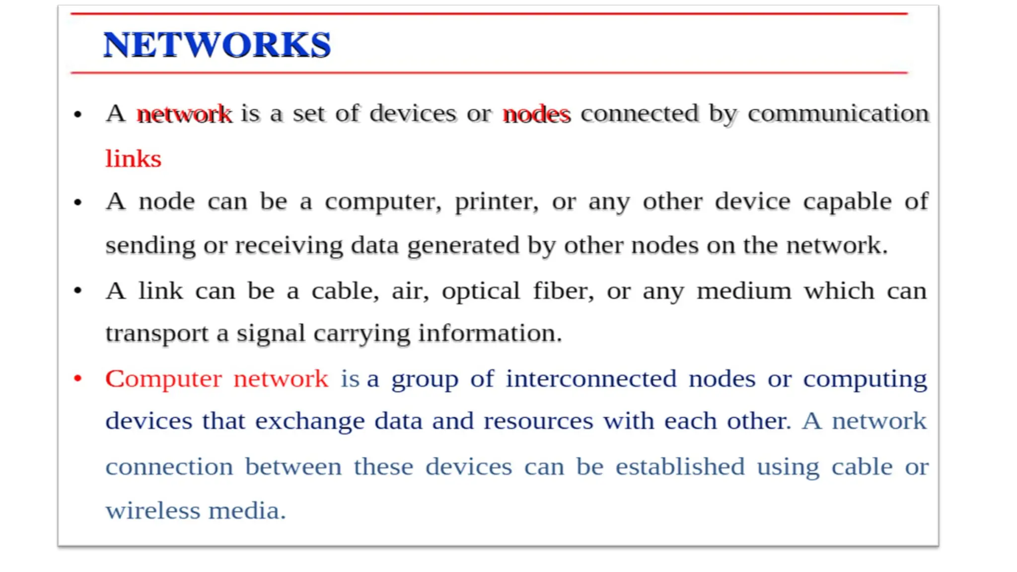 Computer Networks unit first chapter for frameworks | PPT