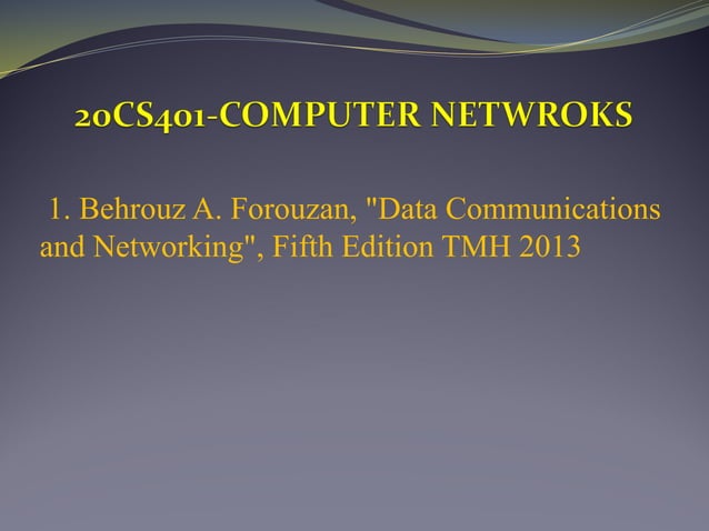 CN UNIT1 TO UNIT 5.pdf | Computer Networking | Computing
