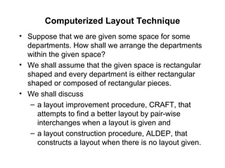 COMPUTERIZED LAYOUT METHODS ,CRAFT , ALDEP | PPT