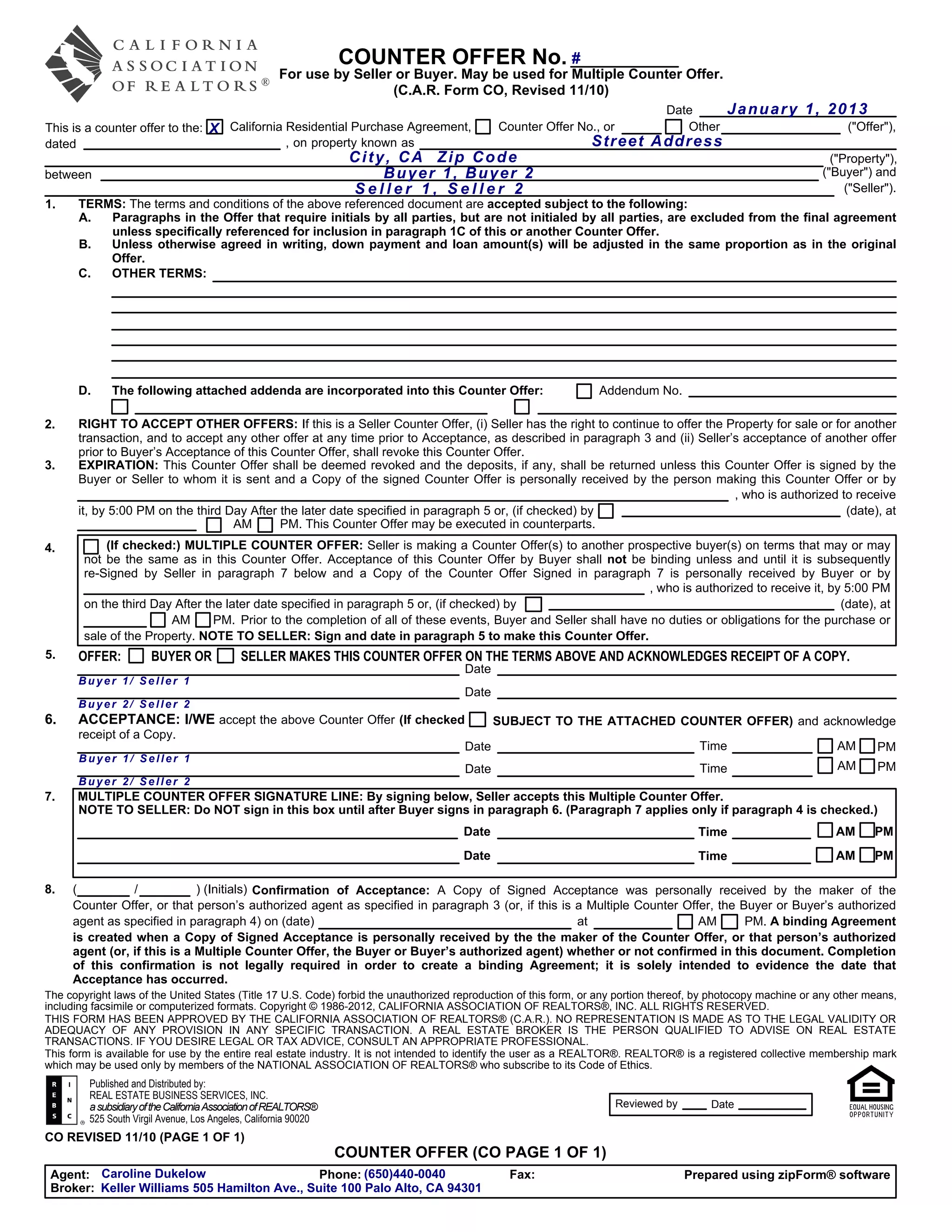 Co 1 - counter offer # 1 - 1110 | PDF