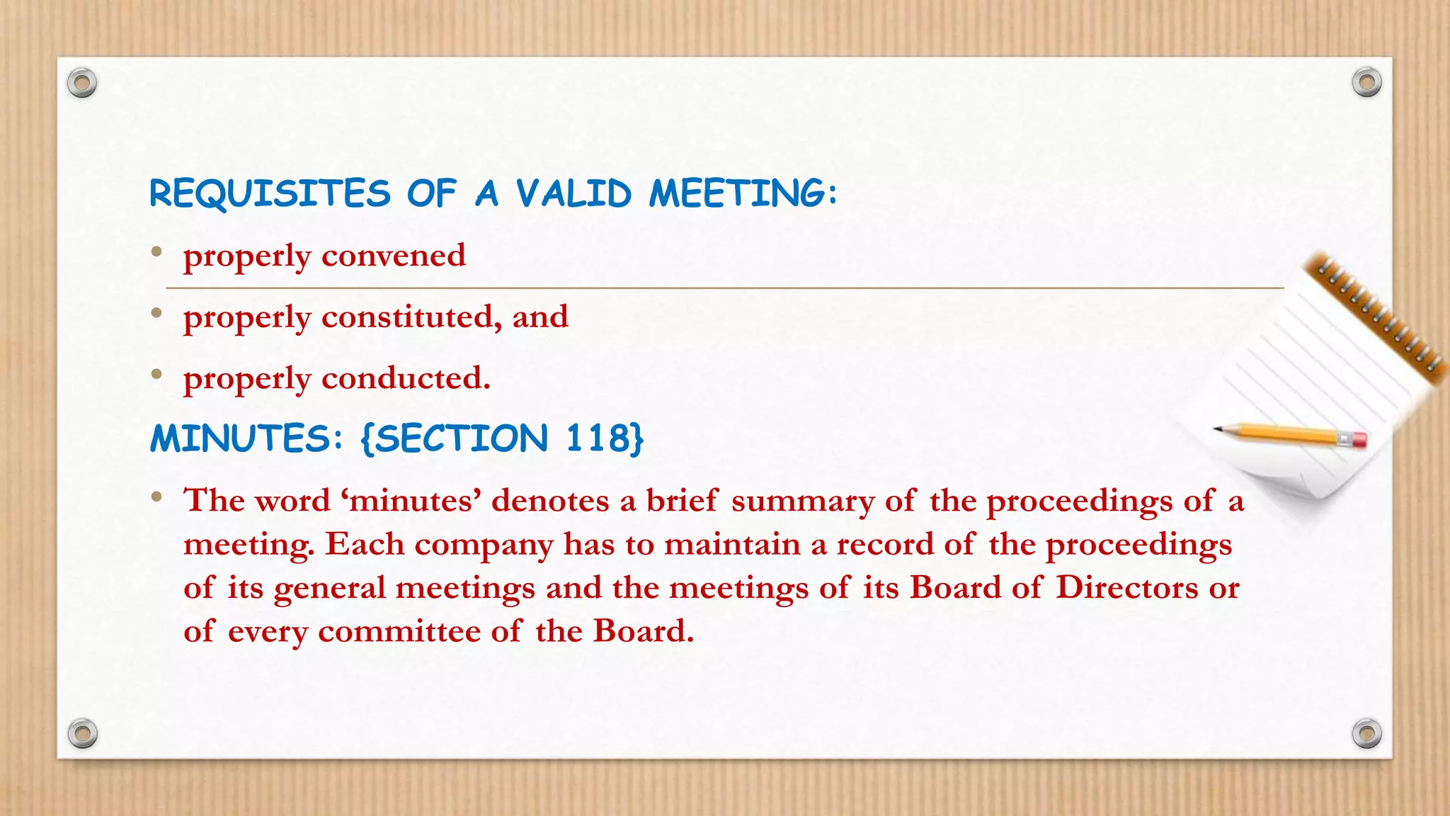 Meetings under Company Law (Companies Act, 2013) | PPTX